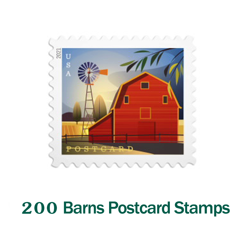 200 Barns Postcard Stamps