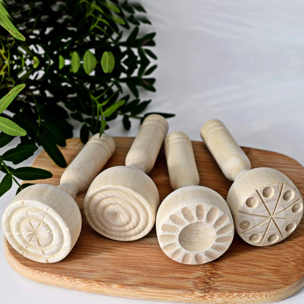Wooden Clay Stamp Set, Wooden Playdough Stamps, Wooden Handle Pottery ...