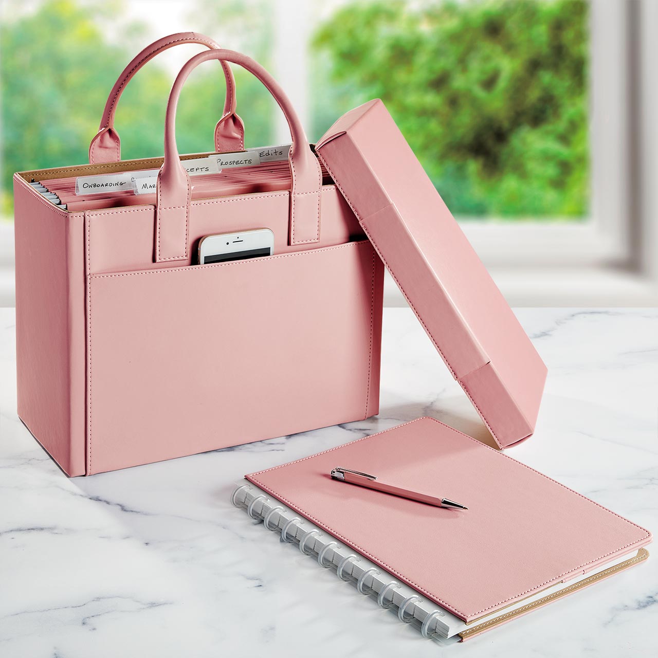 Portable File Tote & Office Ensemble with Lid