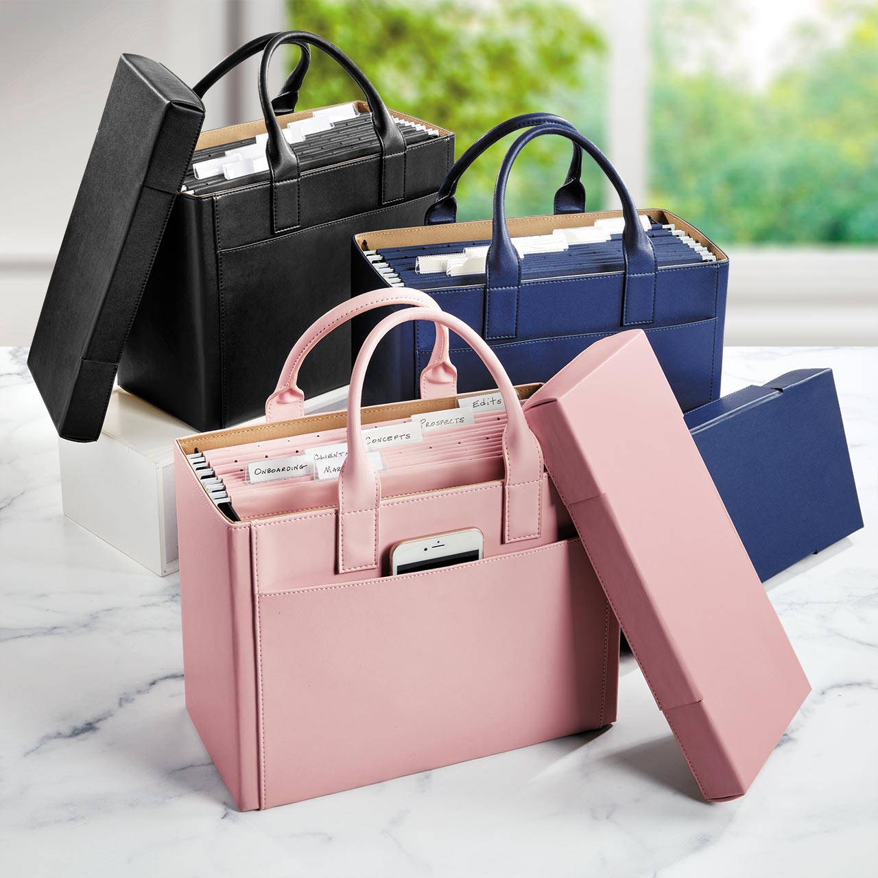 Portable File Tote & Office Ensemble with Lid