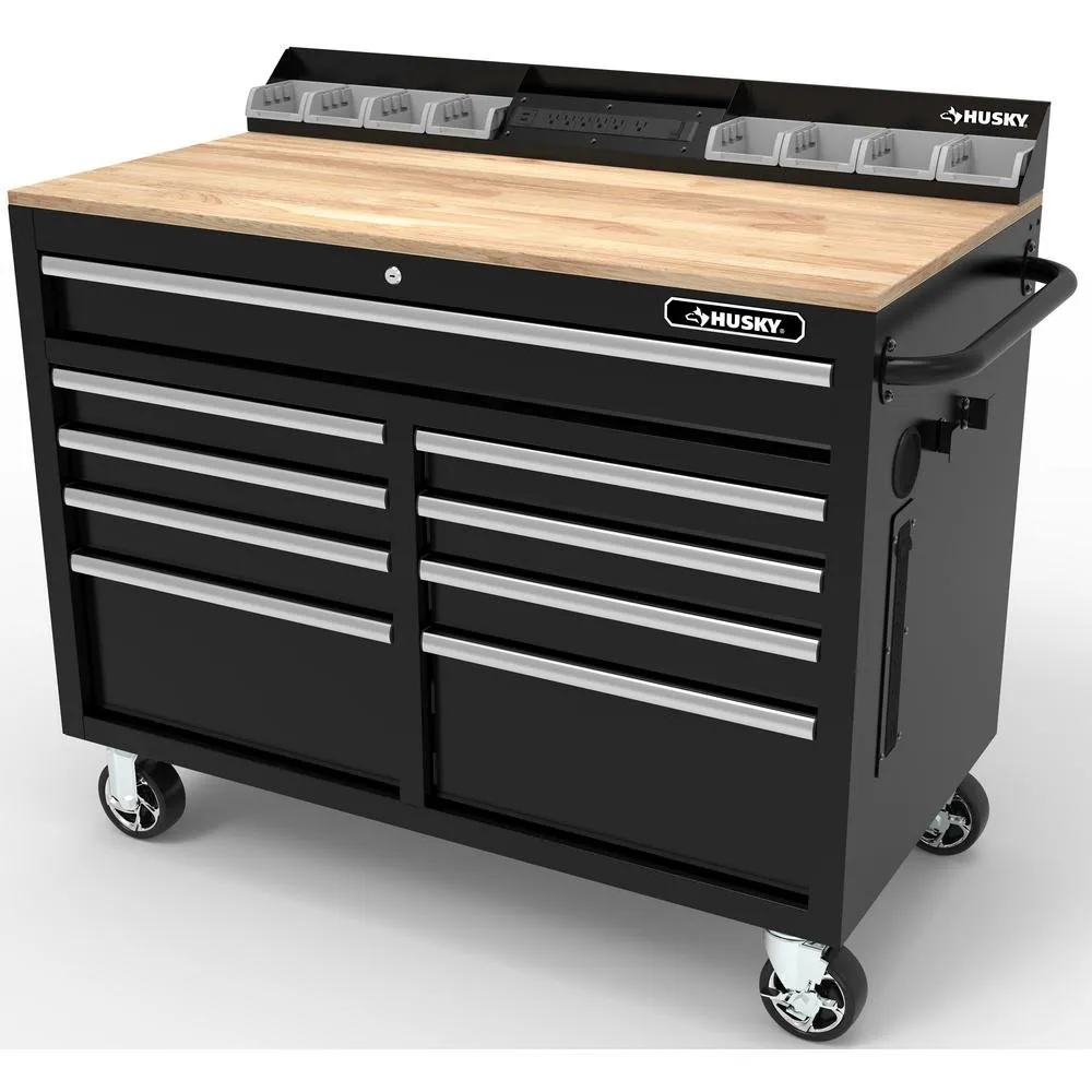 46 in. W x 24.5 in. D 9-Drawer Gloss Black Deep Tool Chest Mobile ...